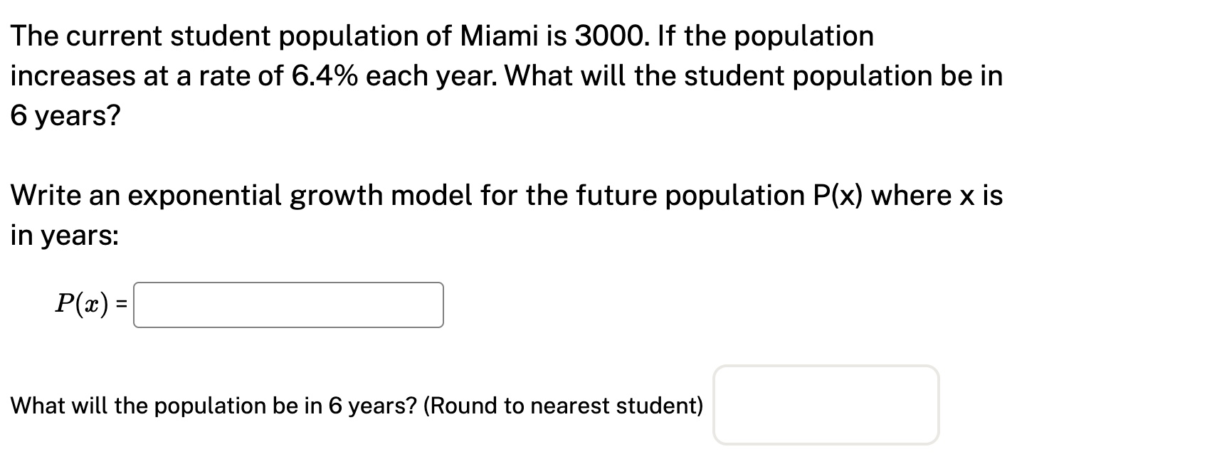 Solved The current student population of Miami is 3000 . If | Chegg.com