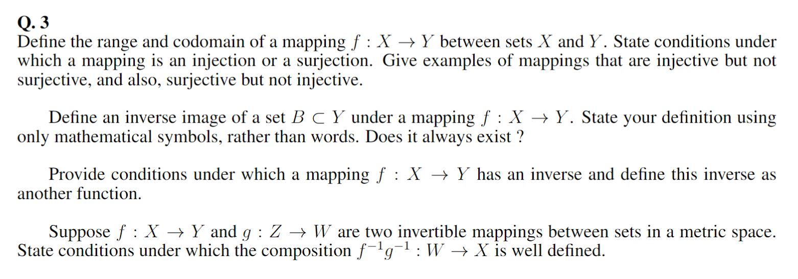 Solved 0.3 Define the range and codomain of a mapping f : X | Chegg.com