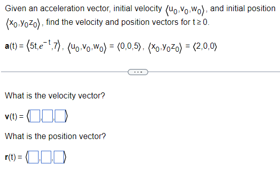 Solved Given an acceleration vector, initial velocity | Chegg.com