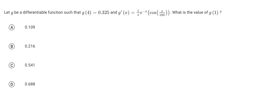 Solved Let g be a differentiable function such that | Chegg.com