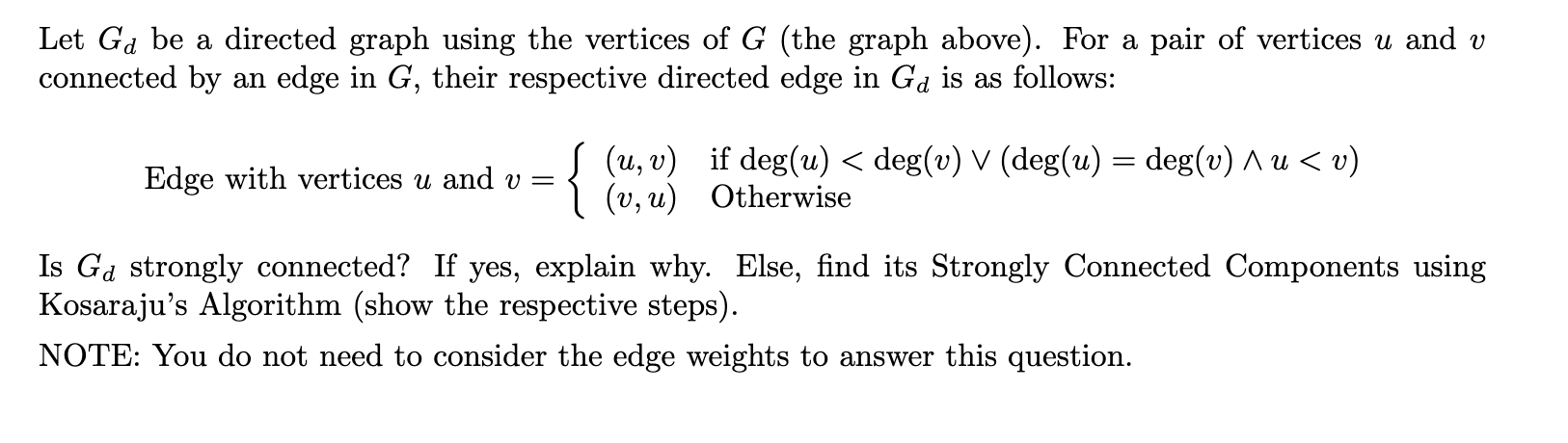 Solved Let Gd be a directed graph using the vertices of G | Chegg.com