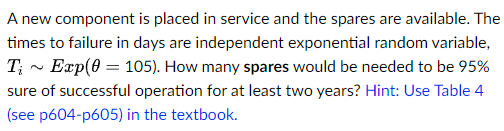 Solved A new component is placed in service and the spares | Chegg.com