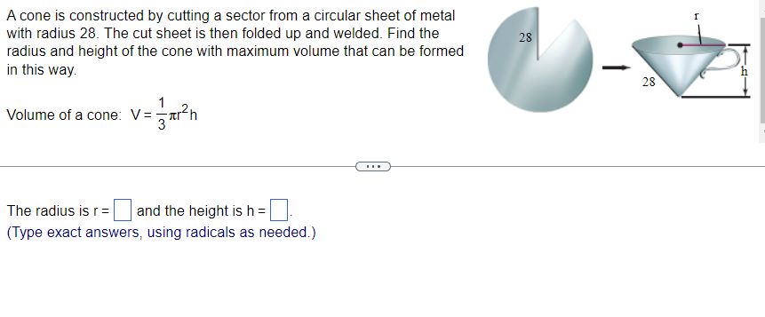 Solved A cone is constructed by cutting a sector from a | Chegg.com