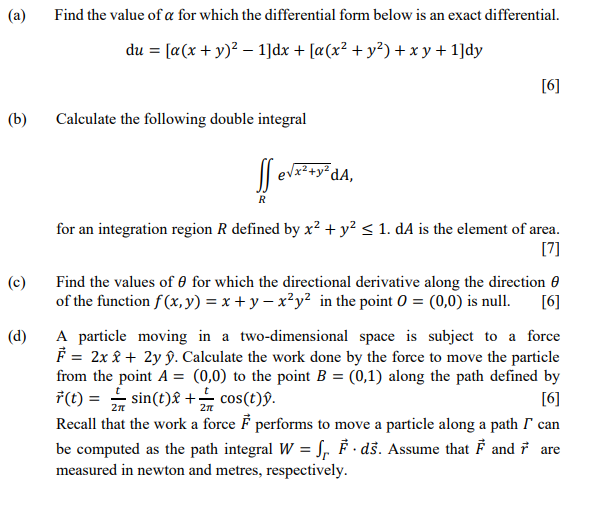 Solved (a) Find the value of α for which the differential | Chegg.com