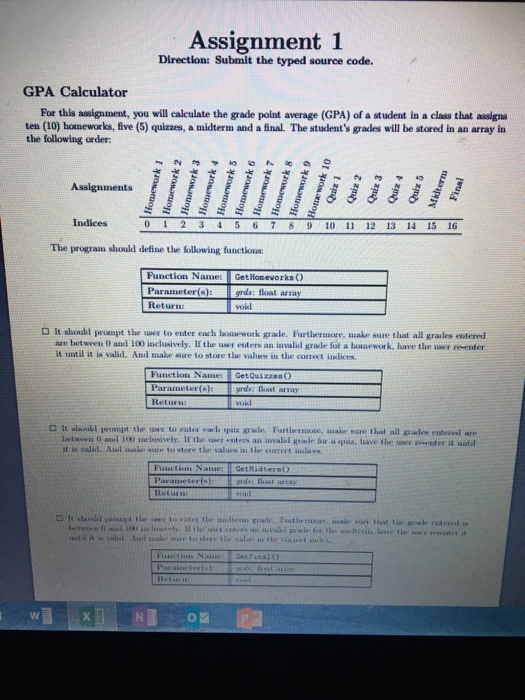 Assignment 1 Direction: Submit the typed source code. | Chegg.com