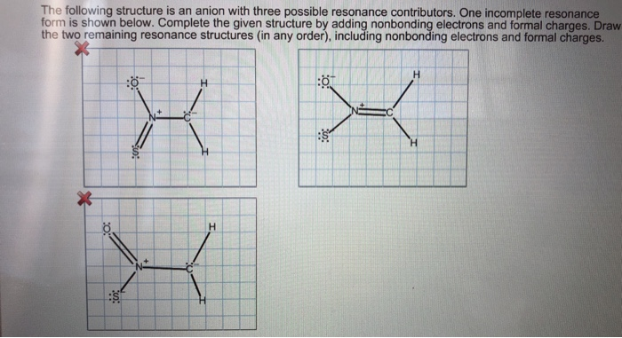 Solved The following structure is an anion with three | Chegg.com