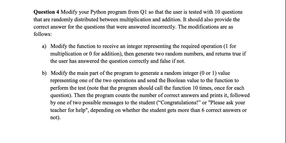 Solved Modify your Python program from Q1 so that the user | Chegg.com