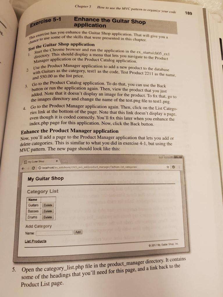 Solved Chapter 5 How to use the MVC pattern to organize your | Chegg.com