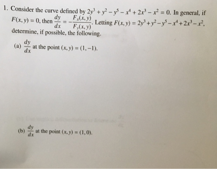 Solved l. Consider the curve defined by 2y3 + y2-ys_ x4 + | Chegg.com