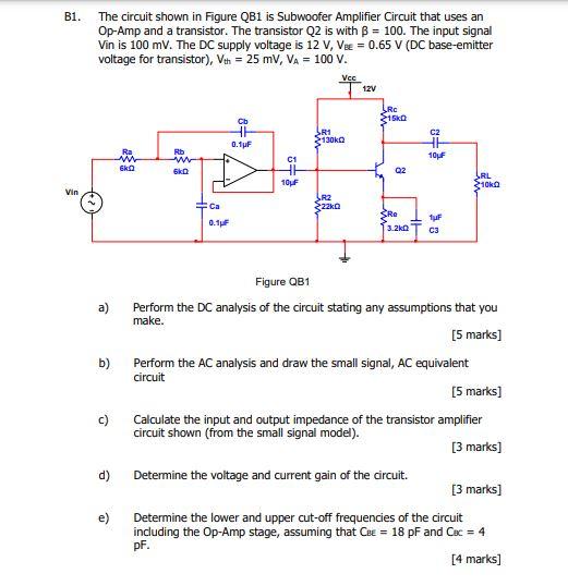 Solved B1. The circuit shown in Figure QB1 is Subwoofer | Chegg.com