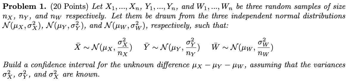 Solved Problem 1. (20 Points) Let X1,…,Xn,Y1,…,Yn, and | Chegg.com