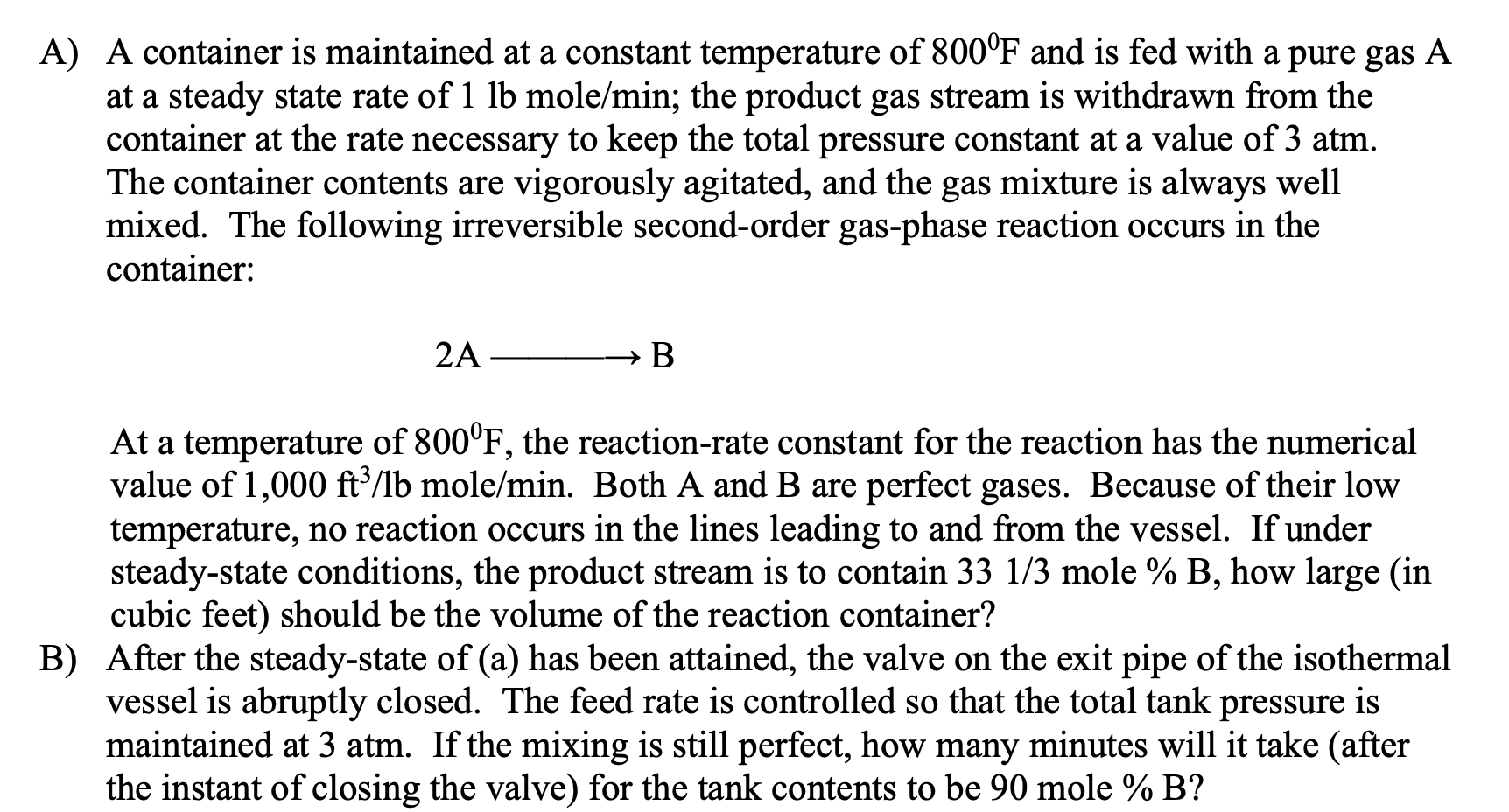 A) A container is maintained at a constant | Chegg.com