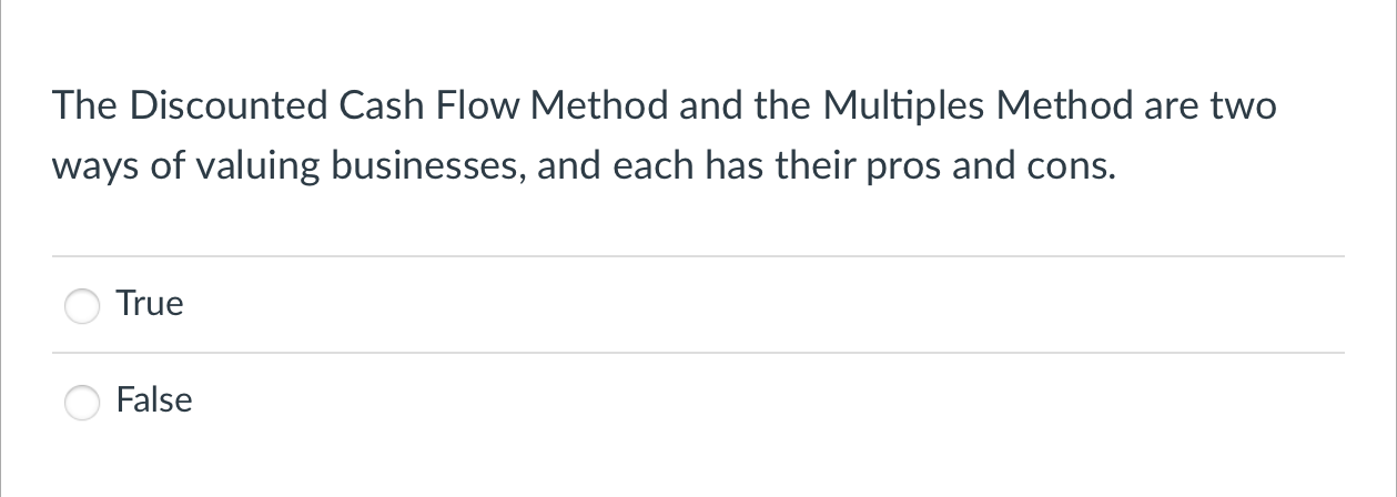 Solved The Discounted Cash Flow Method and the Multiples | Chegg.com