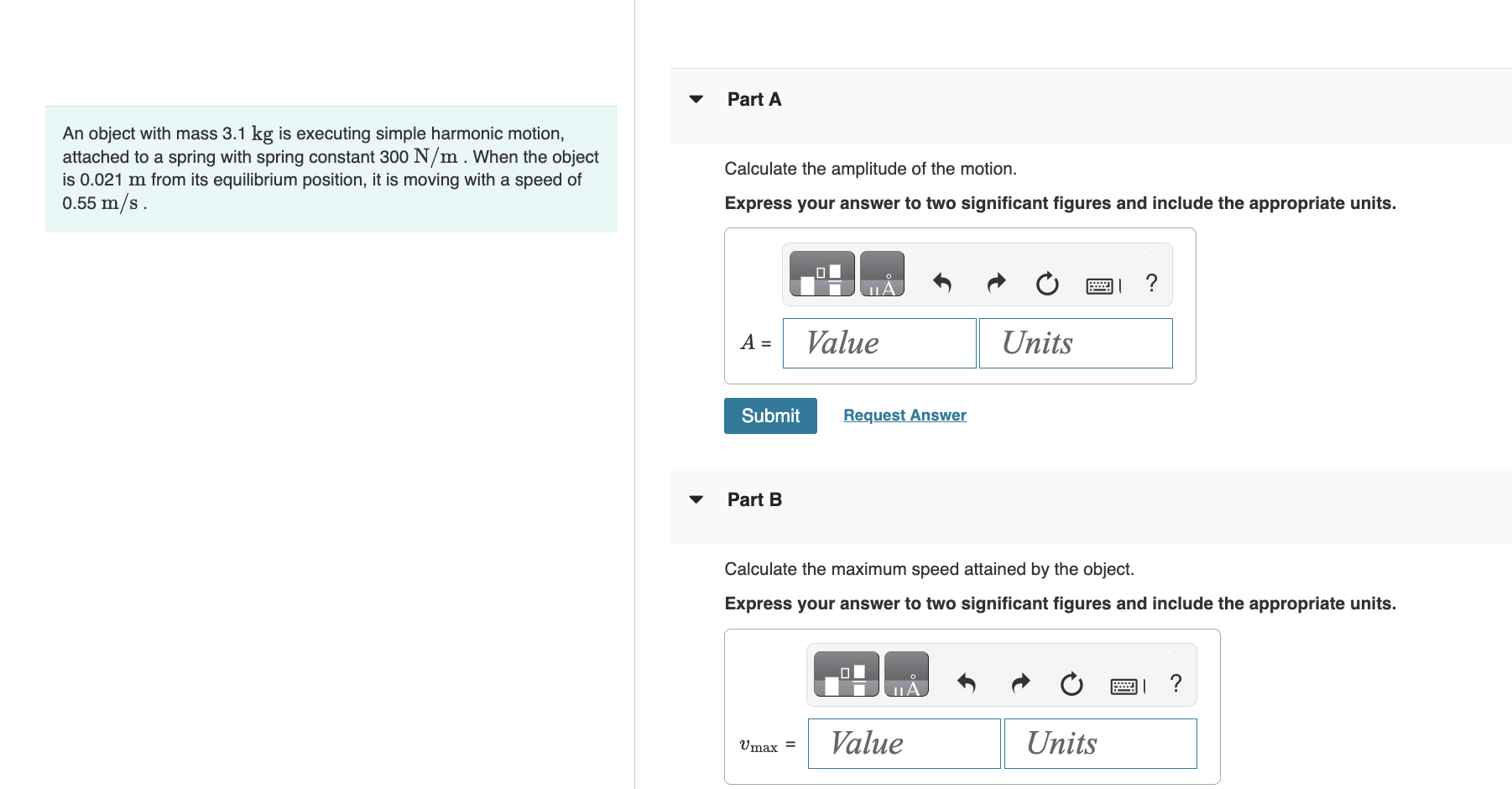 Solved An object with mass 3.1 kg is executing simple | Chegg.com