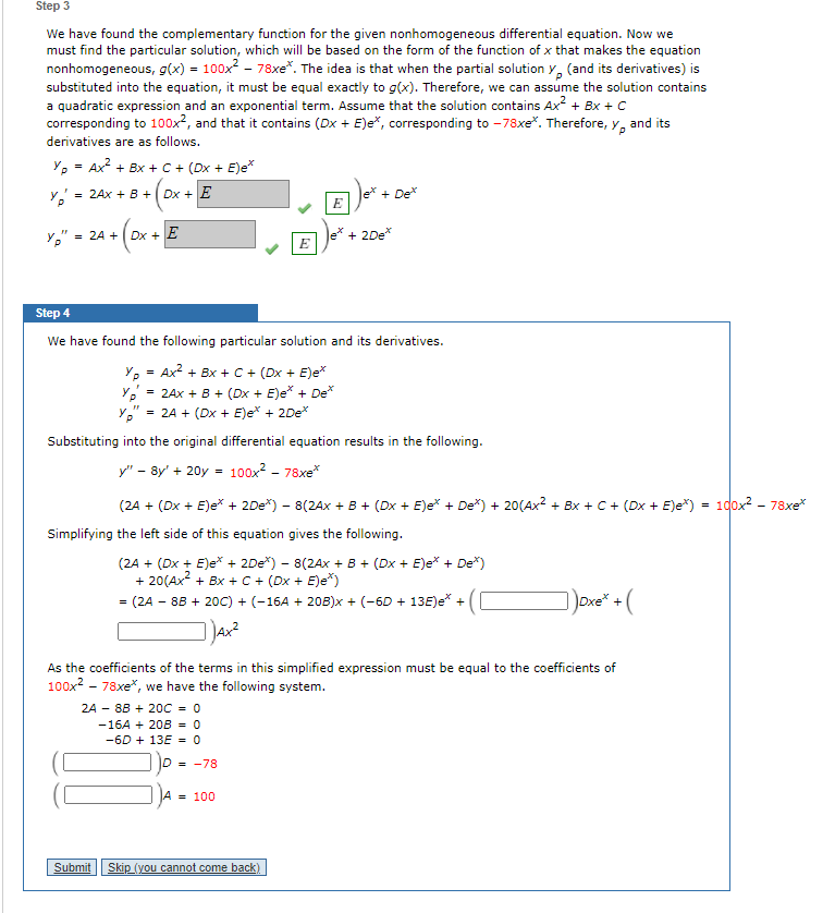Solved Step 3 We have found the complementary function for | Chegg.com