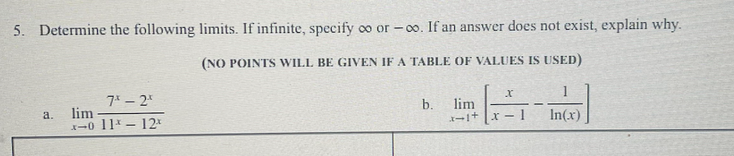 Solved 5. Determine the following limits. If infinite, | Chegg.com