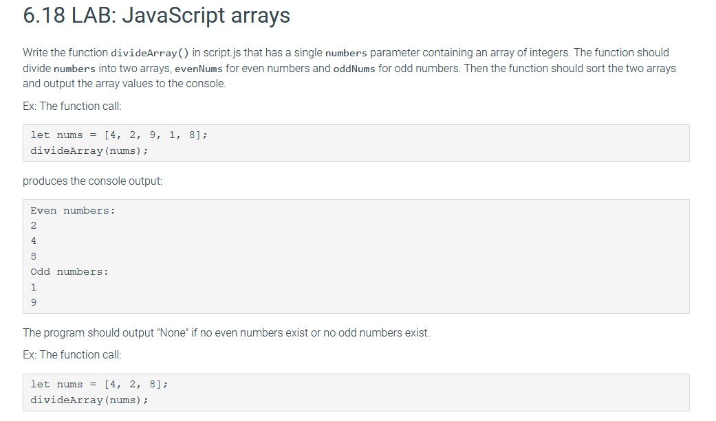 Solved Write the function divideArray ( ) in script.js that | Chegg.com