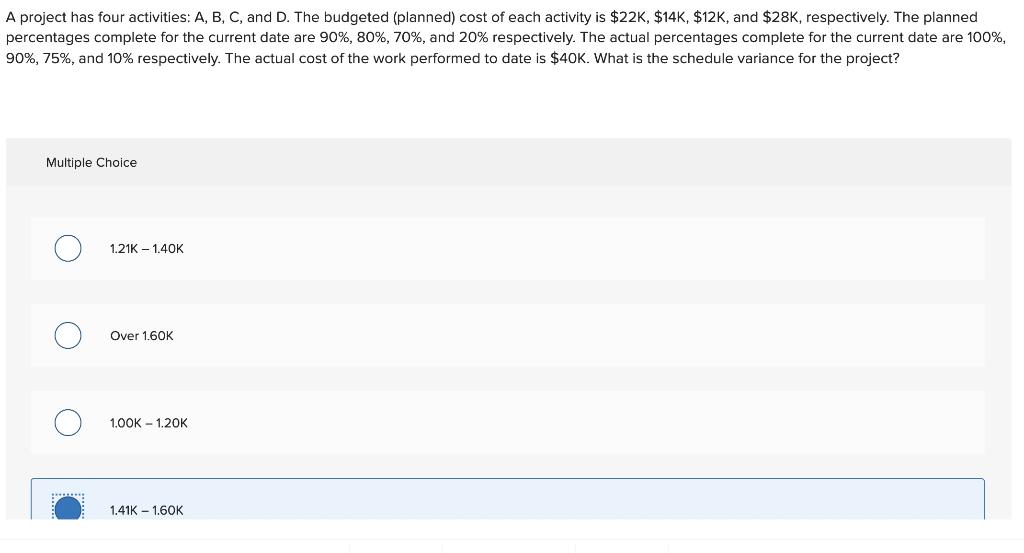 Solved A Project Has Four Activities A B C And D The Chegg