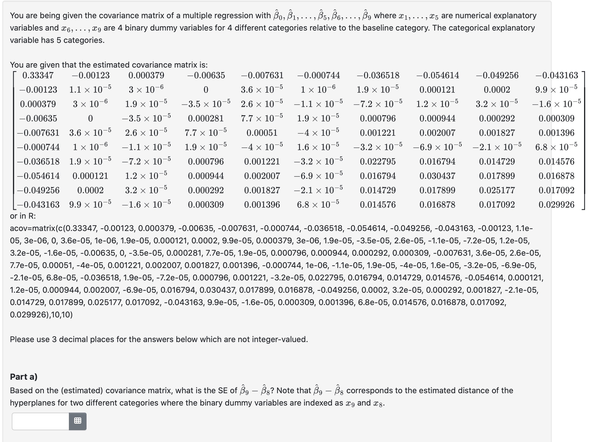 Solved You are being given the covariance matrix of a | Chegg.com