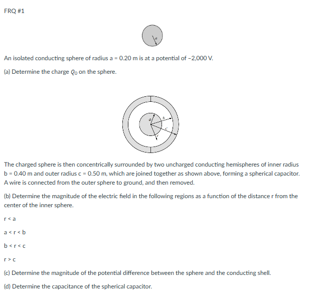 Solved An ﻿isolated conducting sphere of ﻿radius | Chegg.com