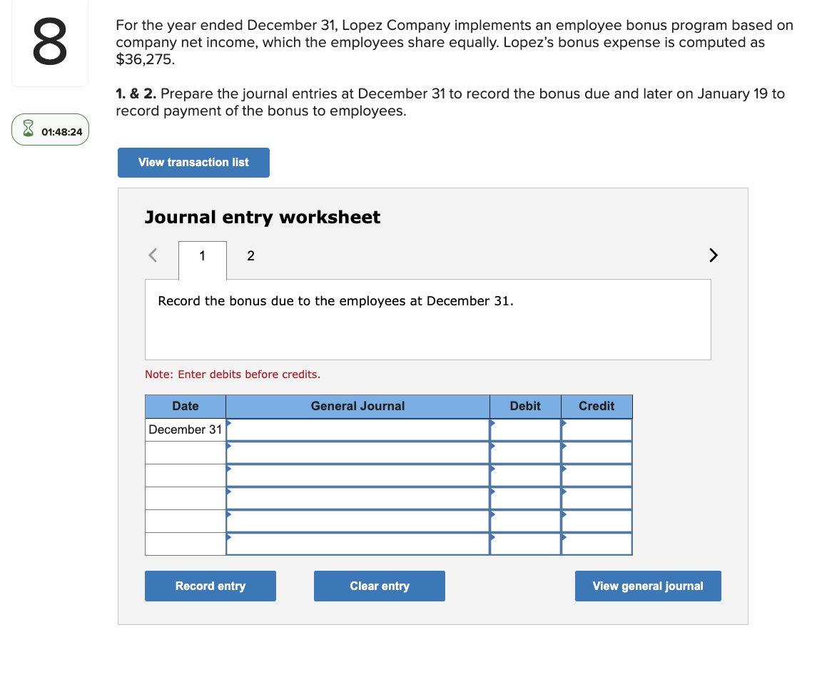 Solved For the year ended December 31 , Lopez Company | Chegg.com