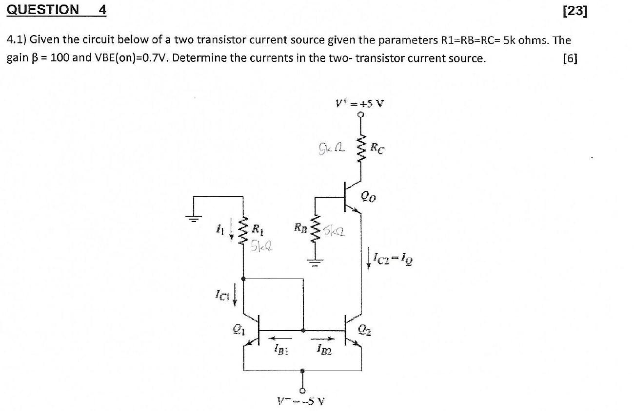Solved QUESTION 4 [23] 4.1) Given the circuit below of a two | Chegg.com