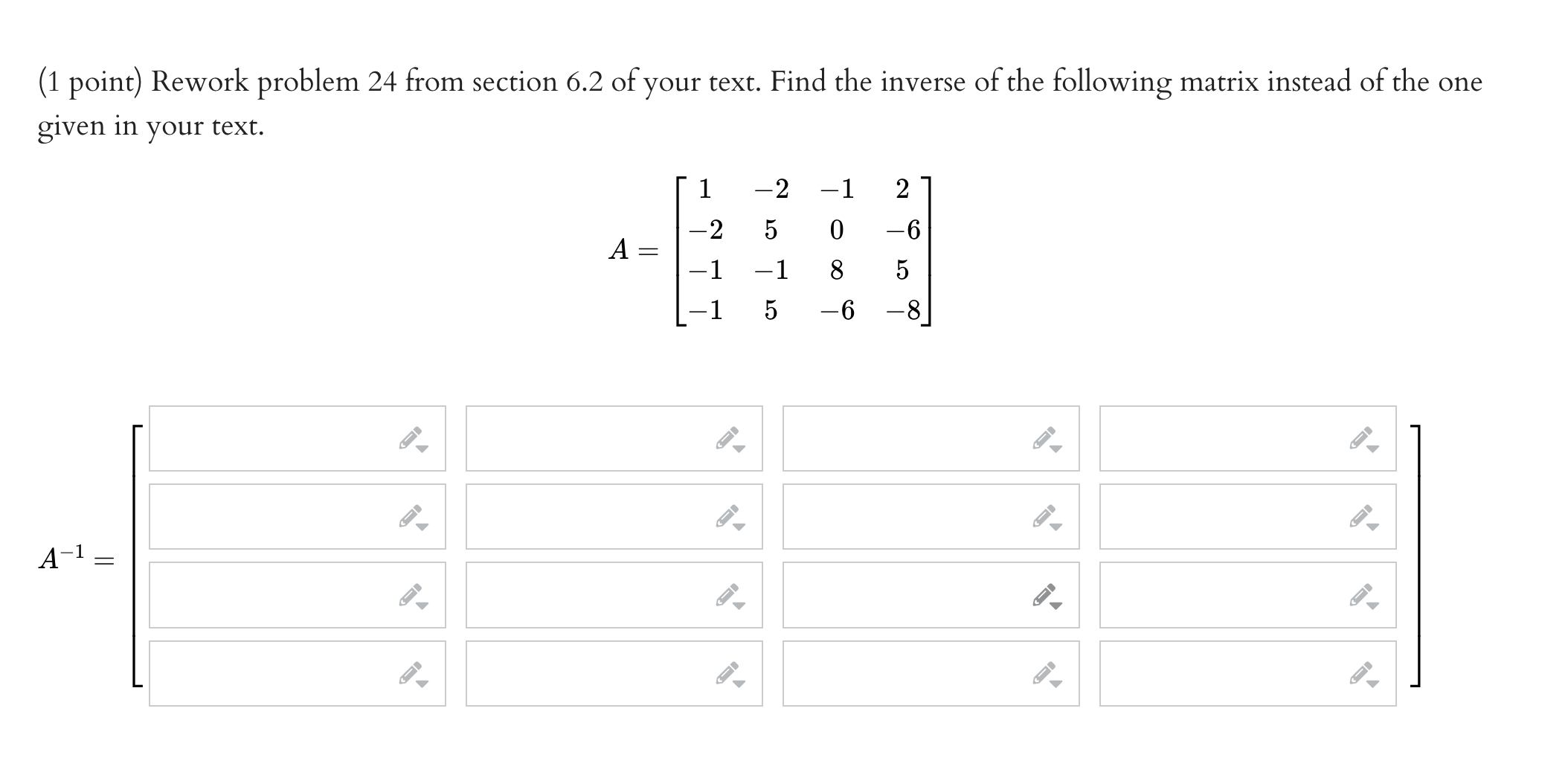 Solved (1 point) Rework problem 24 from section 6.2 of your | Chegg.com