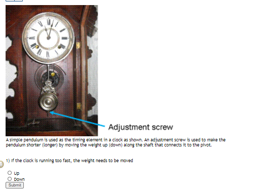 Solved w Adjustment screw A simple pendulum is used as the | Chegg.com