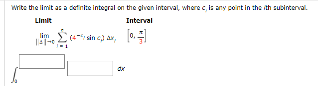 Solved Write the limit as a definite integral on the given | Chegg.com