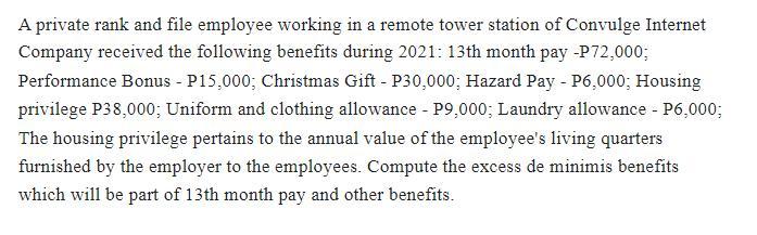 Solved A private rank and file employee working in a remote | Chegg.com