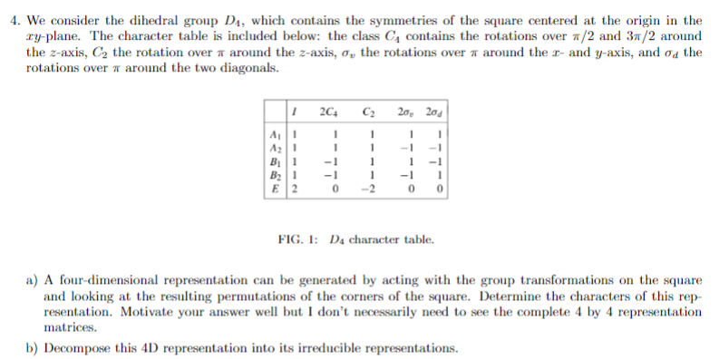 4. We consider the dihedral group Di, which contains | Chegg.com