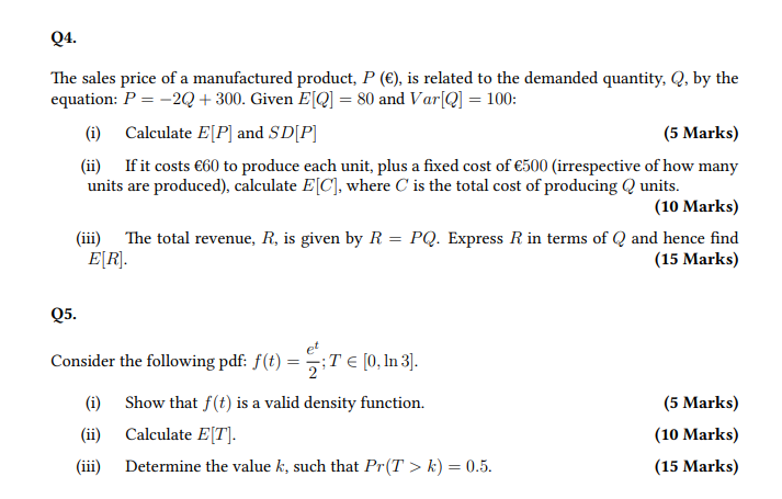 Solved The sales price of a manufactured product, P(€), is | Chegg.com