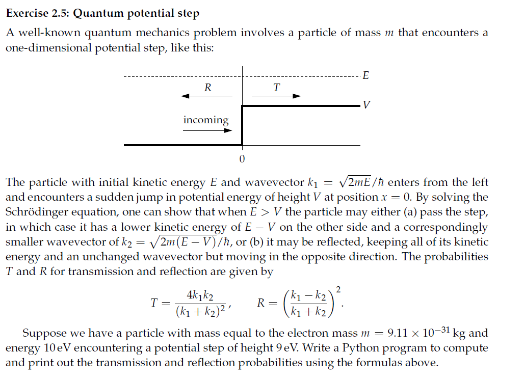 Solved Exercise 2.5: Quantum potential step A well-known | Chegg.com