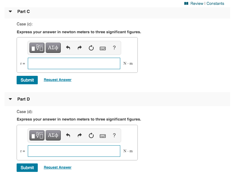 Solved Review Constants Part A Calculate the torque | Chegg.com