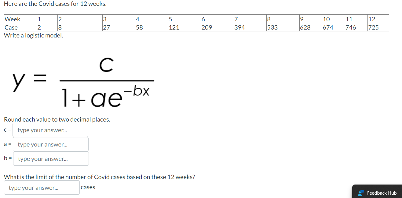 Solved y=1+ae−bxc | Chegg.com