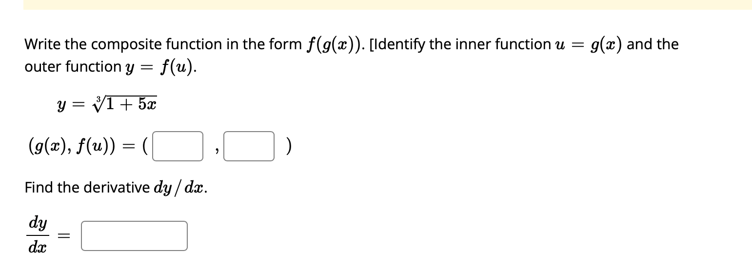 Solved Write the composite function in the form f(g(x)). | Chegg.com