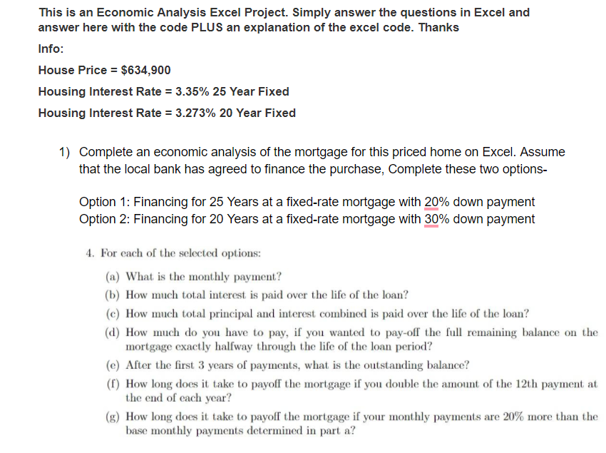 Solved This is an Economic Analysis Excel Project. Simply | Chegg.com