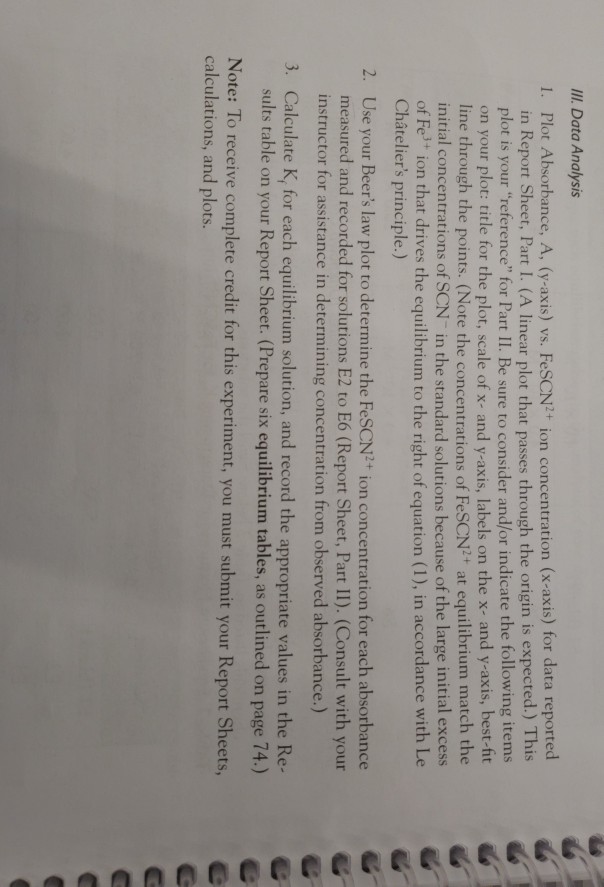 Solved IlI. Data Analysis 1. Plot Absorbance, A, (y-axis) | Chegg.com