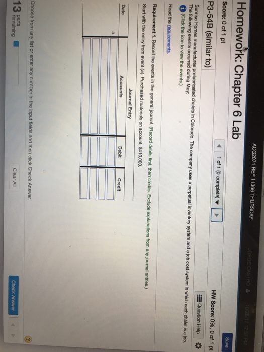 Solved ACG2071 REF 11366 THURSDAY Homework: Chapter 6 Lab | Chegg.com