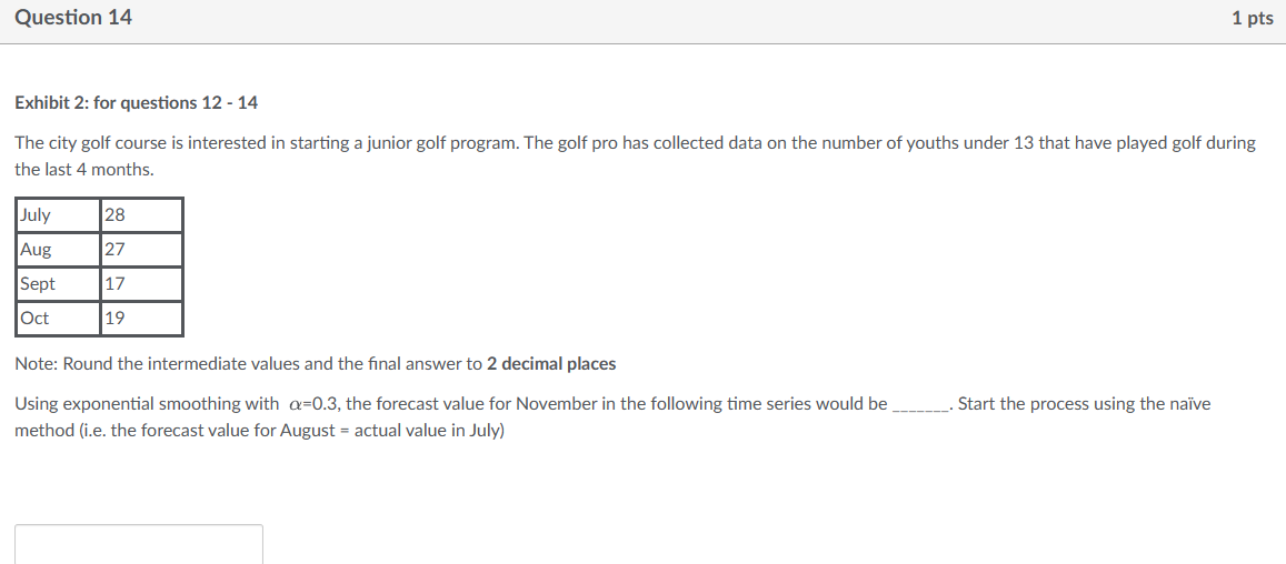 Solved Using exponential smoothing with =0.3, ﻿the forecast | Chegg.com