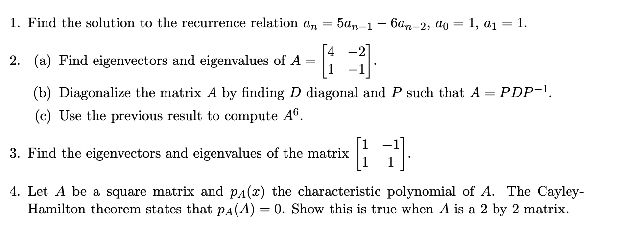 Solved 1 Find The Solution To The Recurrence Relation 7247