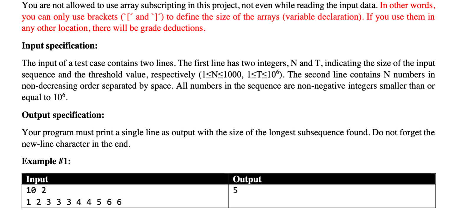 Solved Project #4: Longest sequence of close numbers Task | Chegg.com