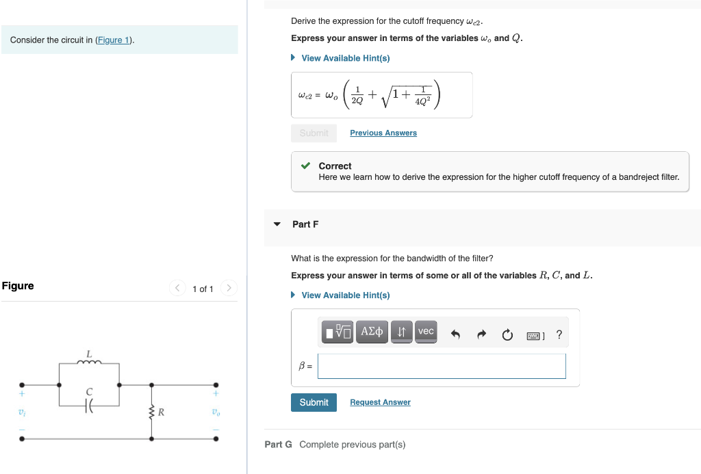 Solved Derive the expression for the cutoff frequency ωc2. | Chegg.com