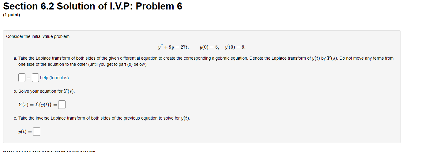 Solved Section 6.2 Solution of I.V.P: Problem 6 (1 point) | Chegg.com