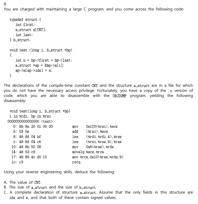 Solved 8.You are charged with maintaining a large C program, | Chegg.com