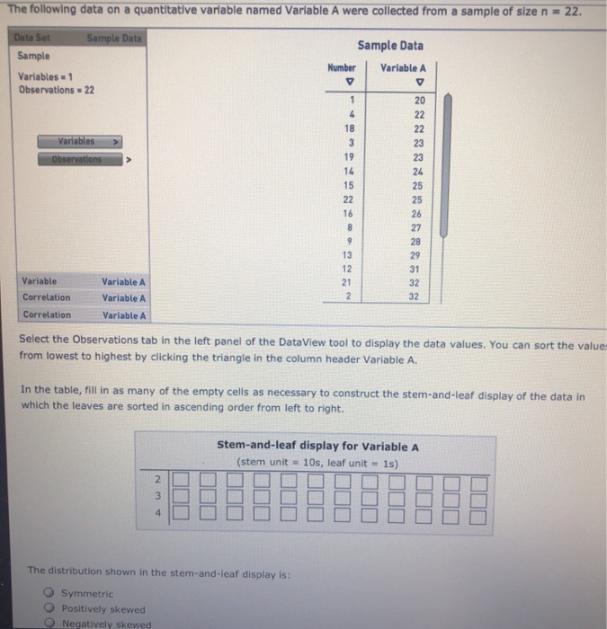 Solved The following data on a quantitative variable named | Chegg.com