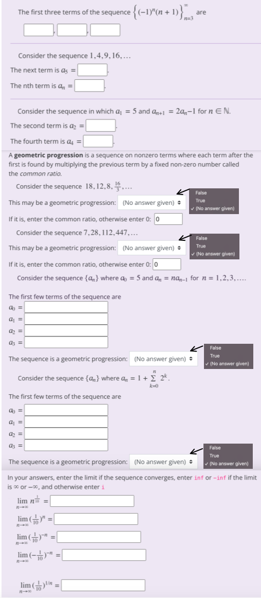 Solved The first three terms of the sequence | Chegg.com