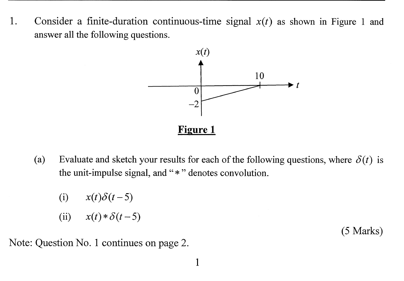 Solved 1 Consider A Finite Duration Continuous Time Signal 8887