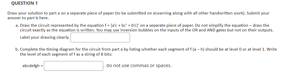 QUESTION 1Draw your solution to part a on a separate | Chegg.com