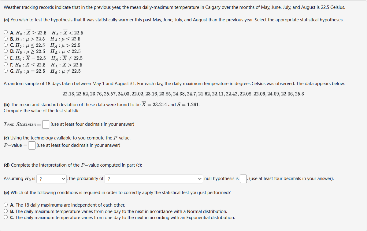 Solved Weather tracking records indicate that in the | Chegg.com